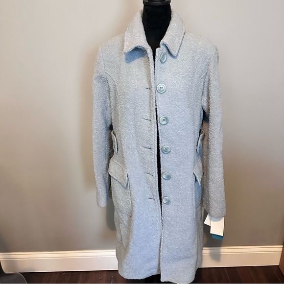 Jackets & Coats | Nwt Static Dusty Blue Wool Blend Pea Coat | Poshmark